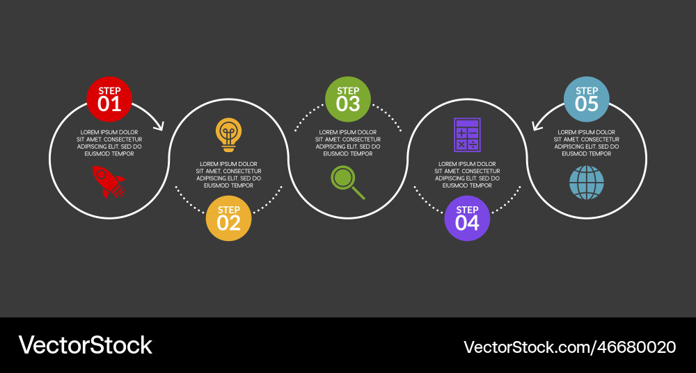 Infographics design template and icons with 5 Vector Image