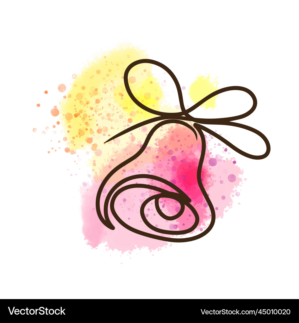 One line drawing on a watercolor background a Vector Image