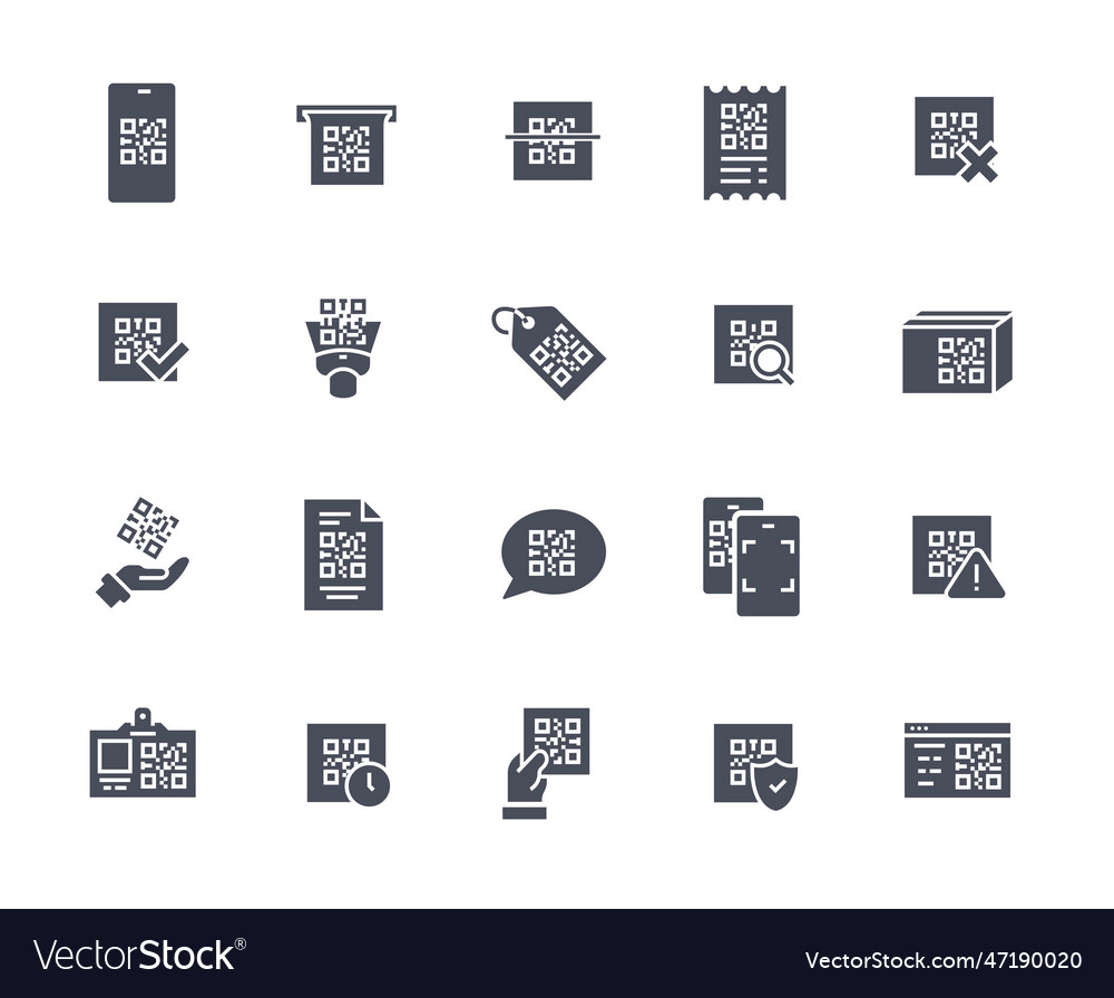 Qr code black icons set Royalty Free Vector Image