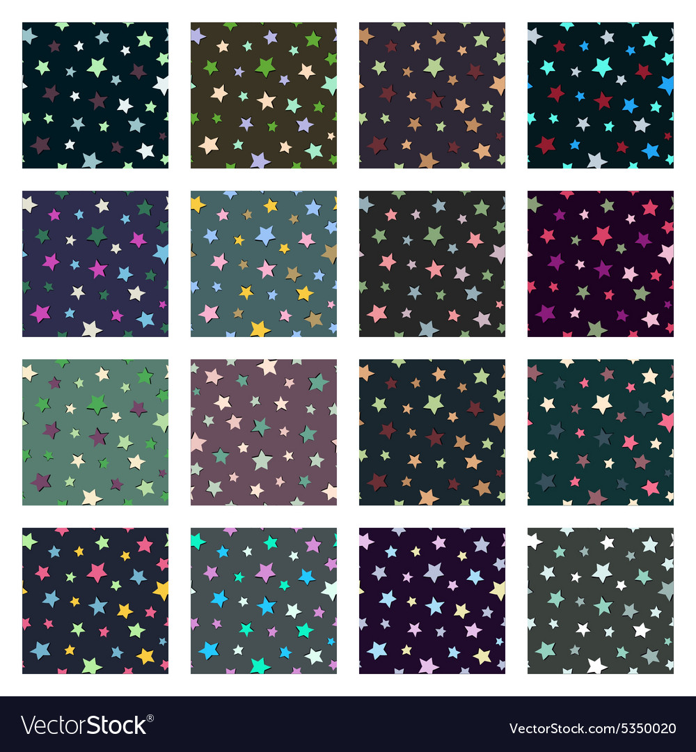Set Seamless Stars Patterns Royalty Free Vector Image