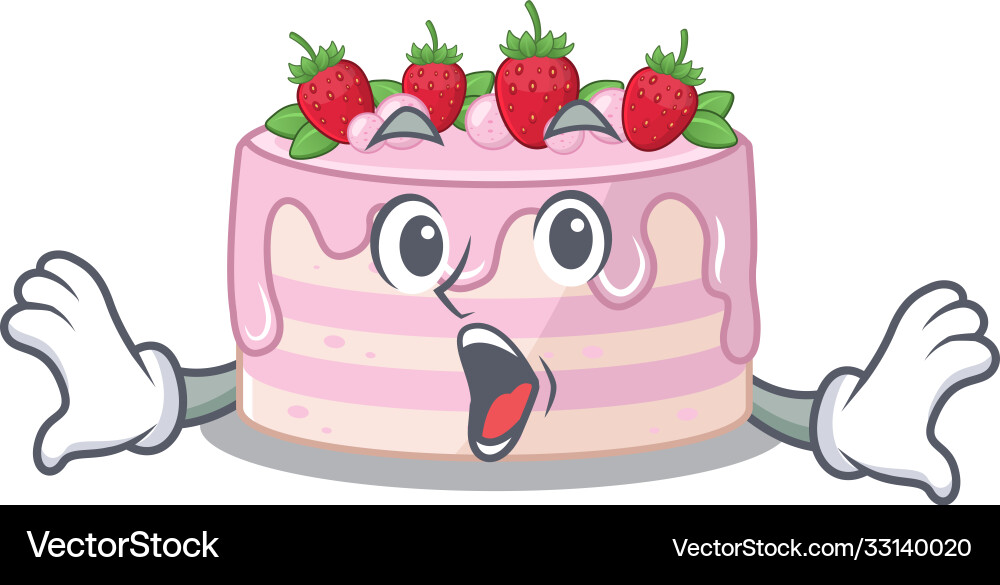 Strawberry cake mascot design concept Royalty Free Vector