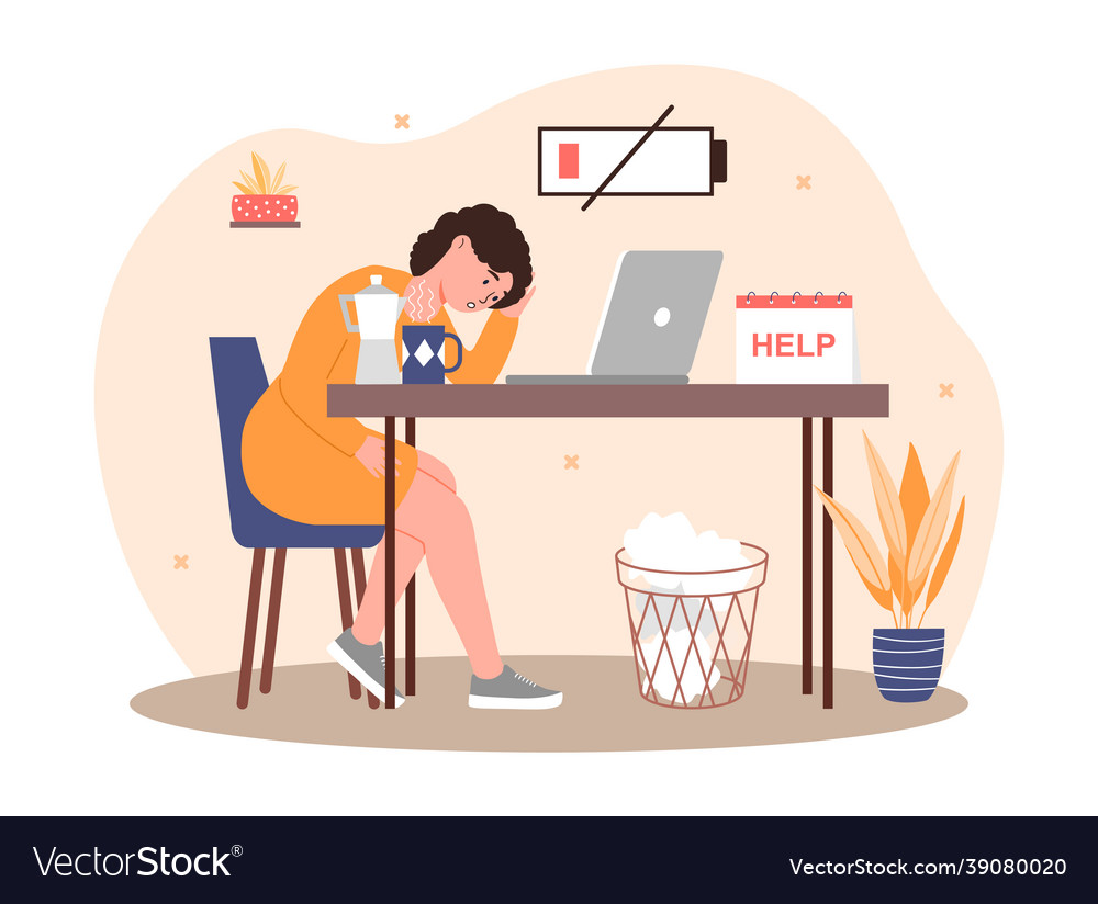 Work burnout concept Royalty Free Vector Image