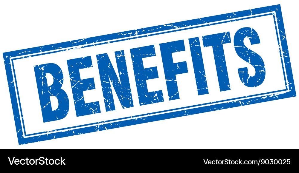 Benefits blue square grunge stamp on white Vector Image