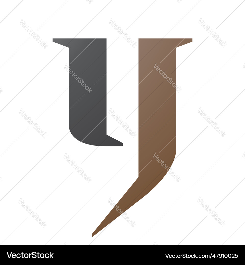 Brown and black lowercase letter y icon Royalty Free Vector