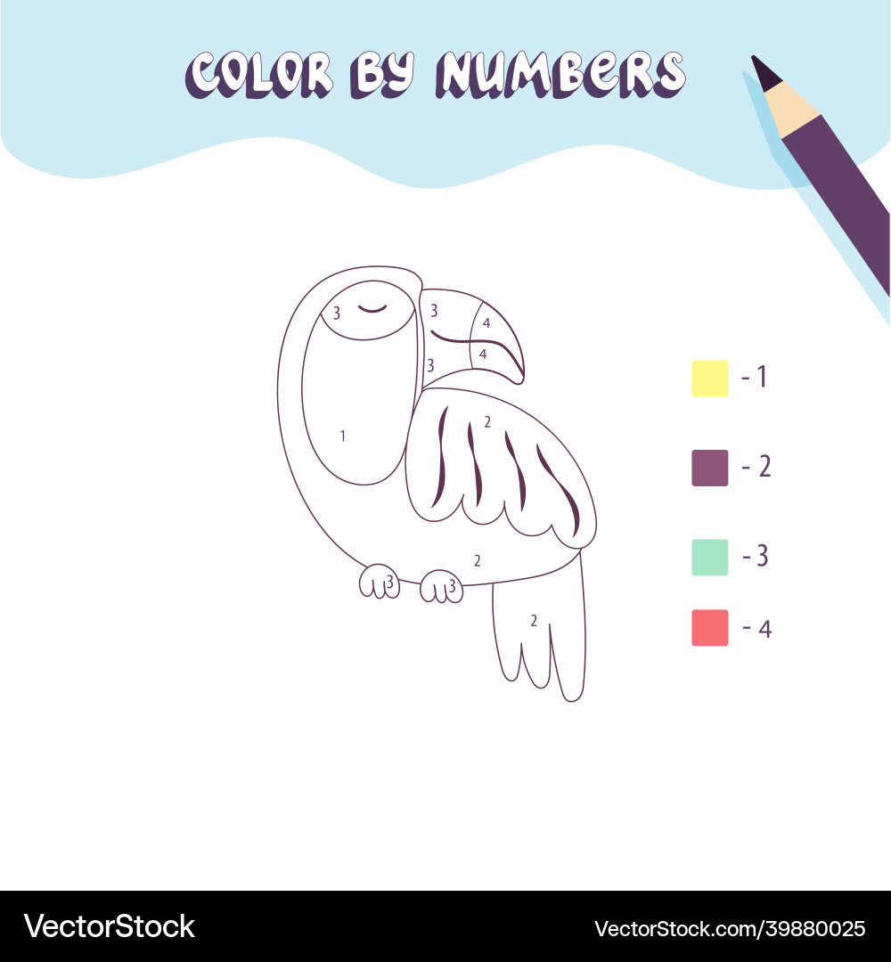 Coloring page with cute toucan Royalty Free Vector Image