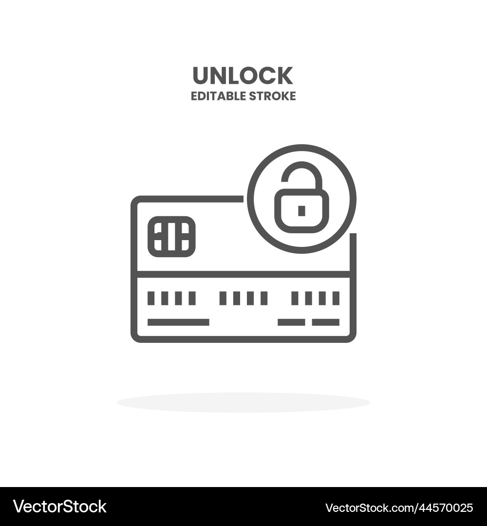 Credit card unlock line icon Royalty Free Vector Image