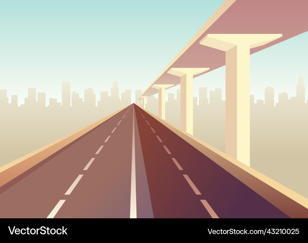 Empty two lavels speed highway straight road Vector Image