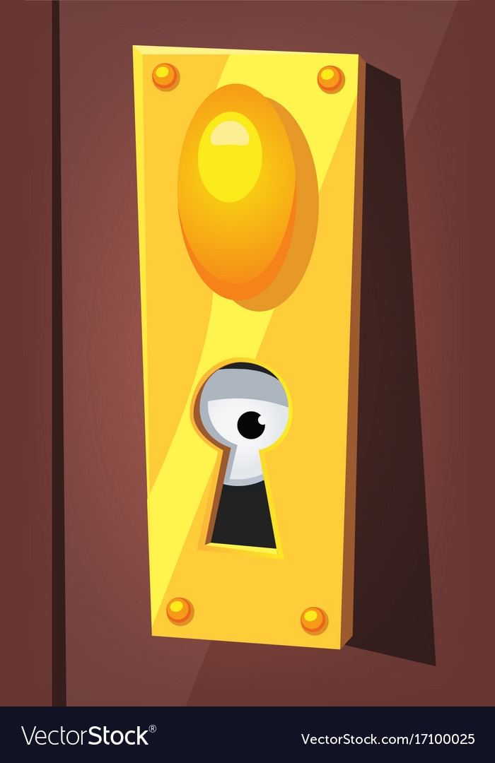 Eye spying behind door keyhole Royalty Free Vector Image