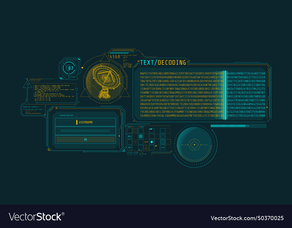 Futuristic hud interface for radio telescope data Vector Image