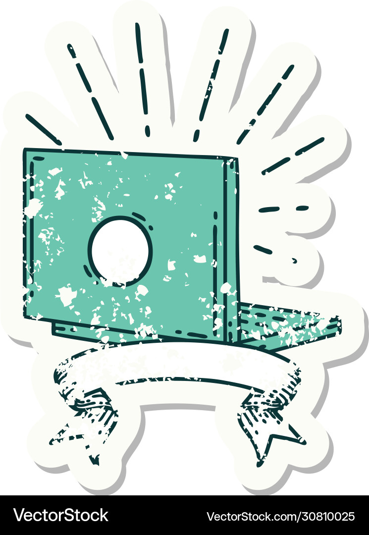Grunge sticker tattoo style laptop computer Vector Image
