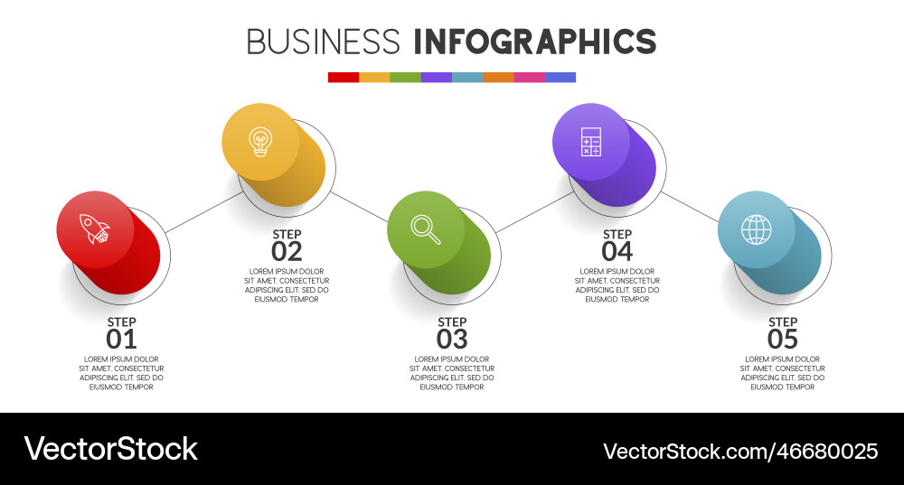 Infographics design template and icons with 5 Vector Image