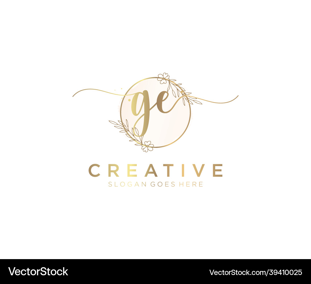 Initial ge feminine logo beauty monogram Vector Image