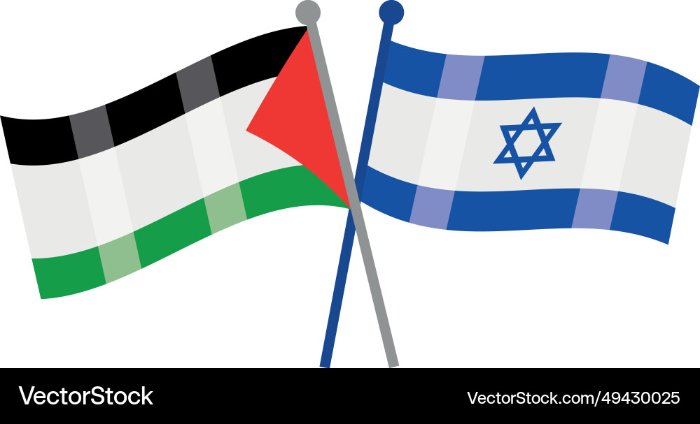 Israel and palestine peace flags Royalty Free Vector Image