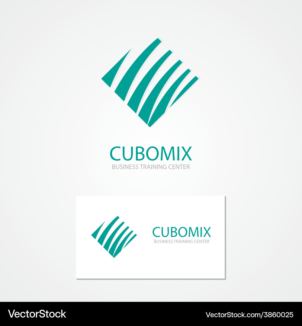 Logo with a combination of cube and waves Vector Image