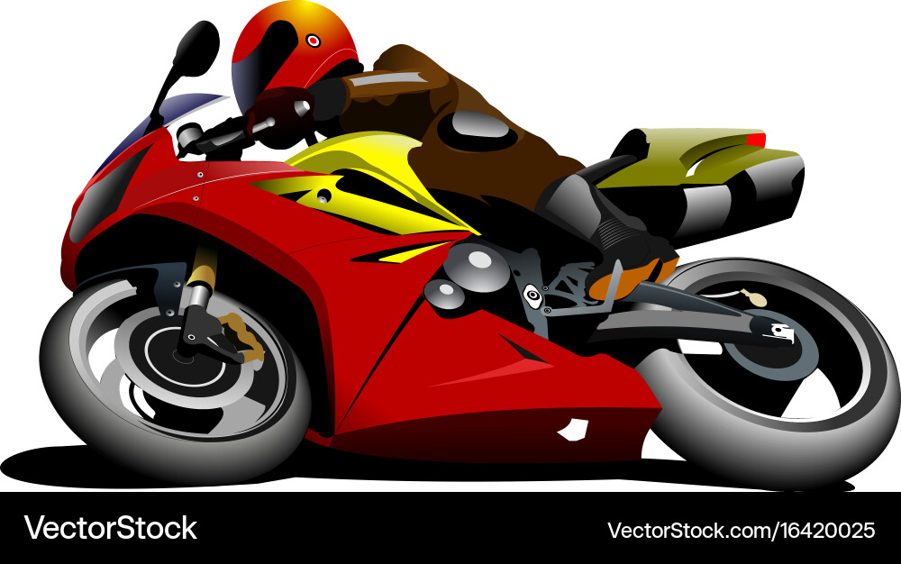 Motorcycle on the road biker Royalty Free Vector Image