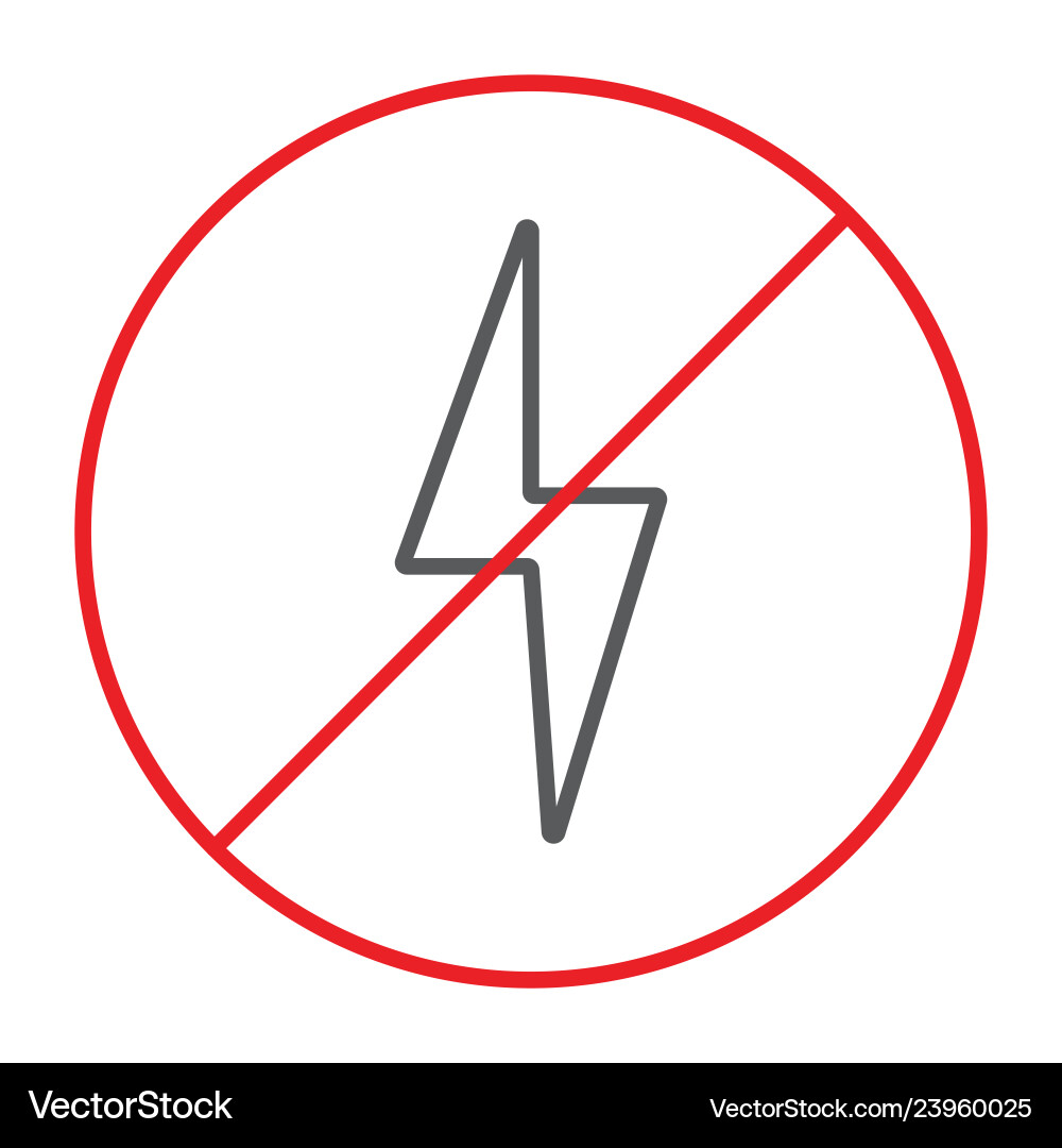 No electricity thin line icon prohibited and ban Vector Image