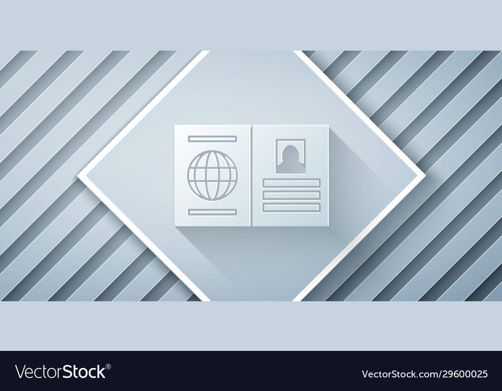 Paper Cut Passport With Biometric Data Icon Vector Image