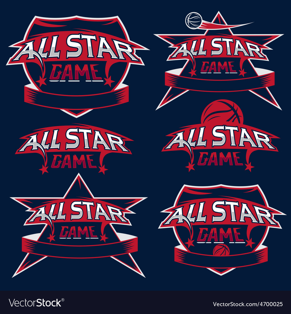 Set vintage sports all star crests Royalty Free Vector Image