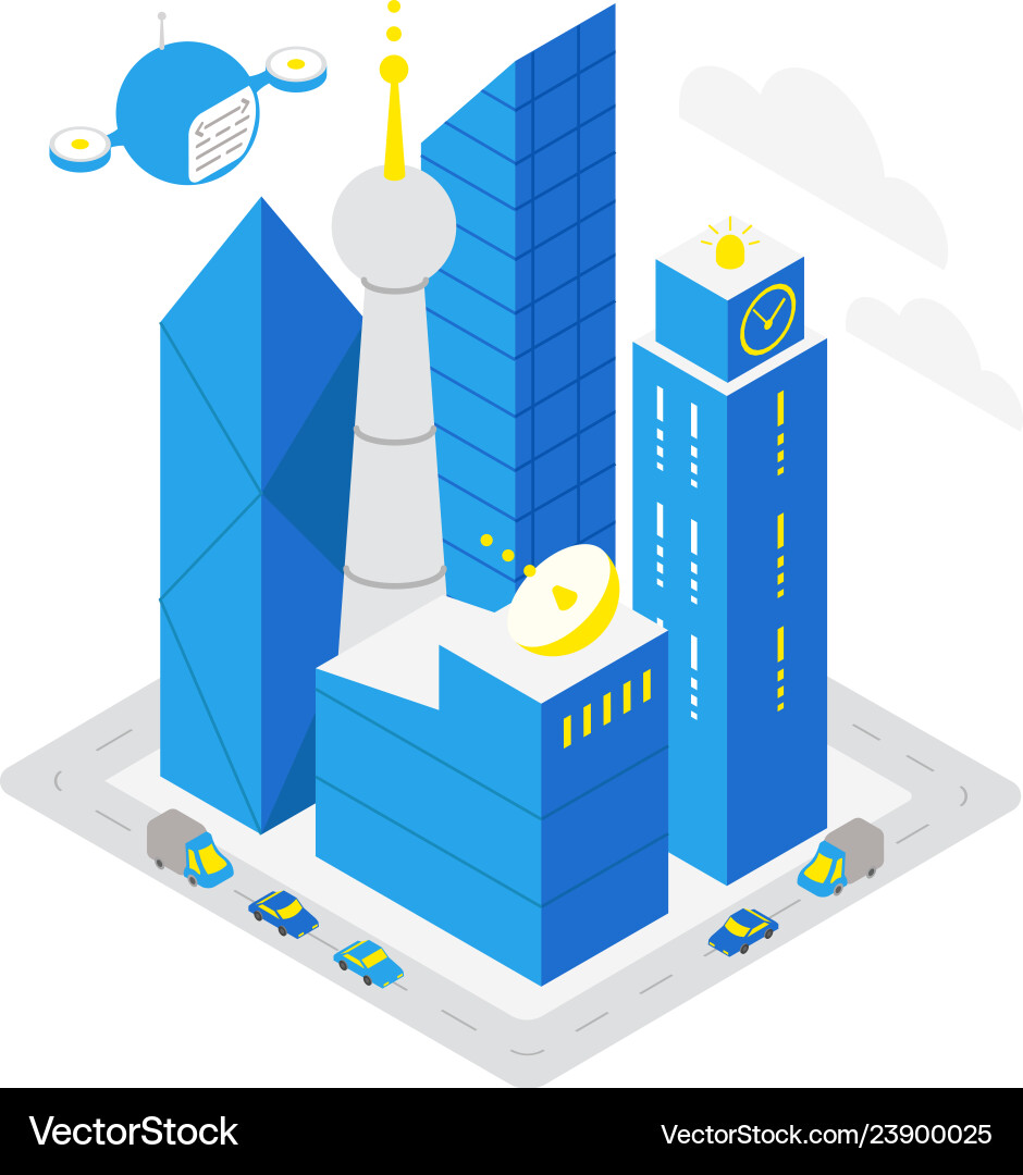 Smart city data infrastructure server isometric Vector Image