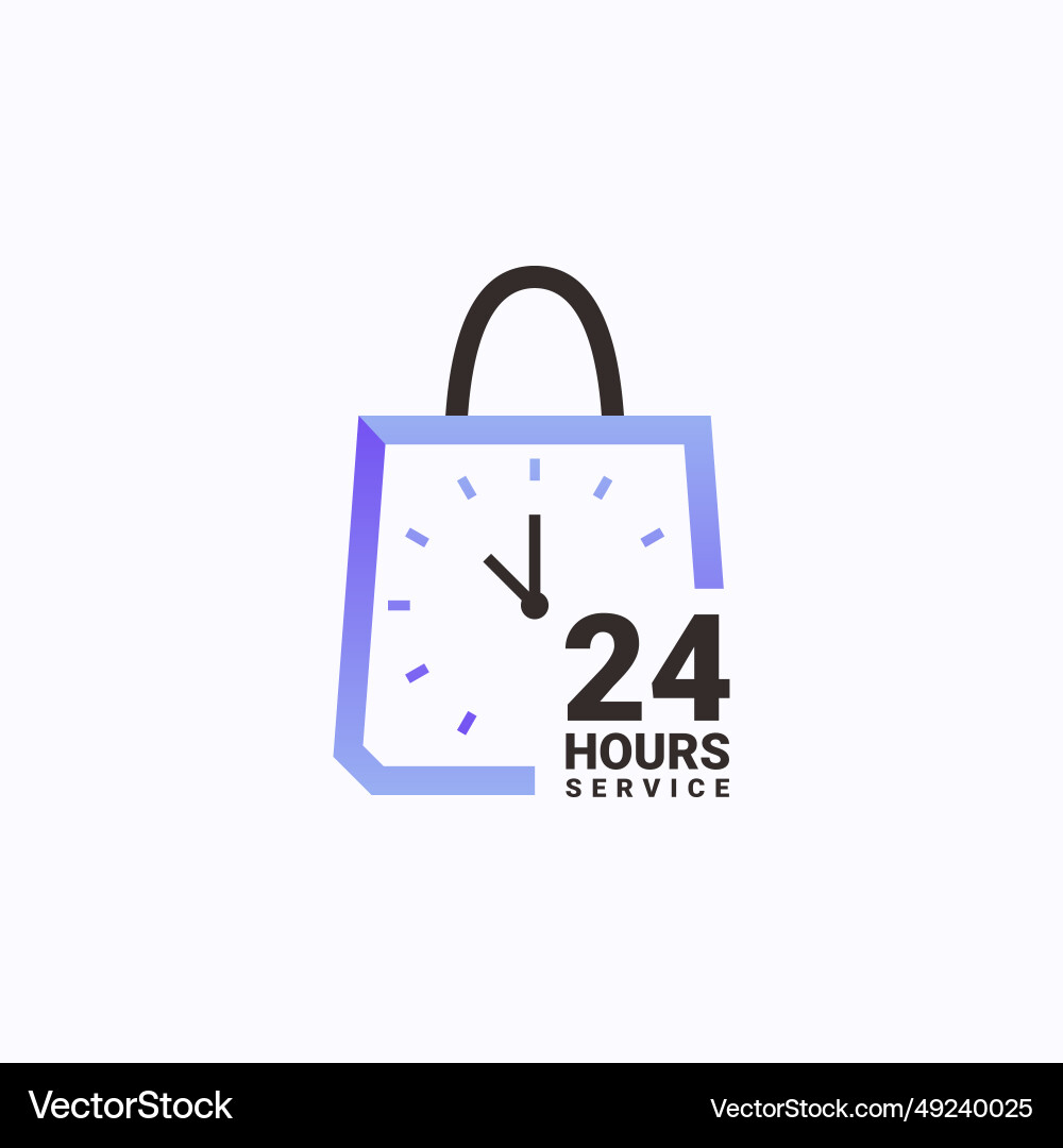 Twenty four hour shop service logo design Vector Image