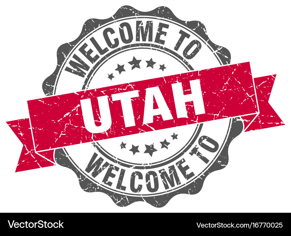 Utah round ribbon seal Royalty Free Vector Image