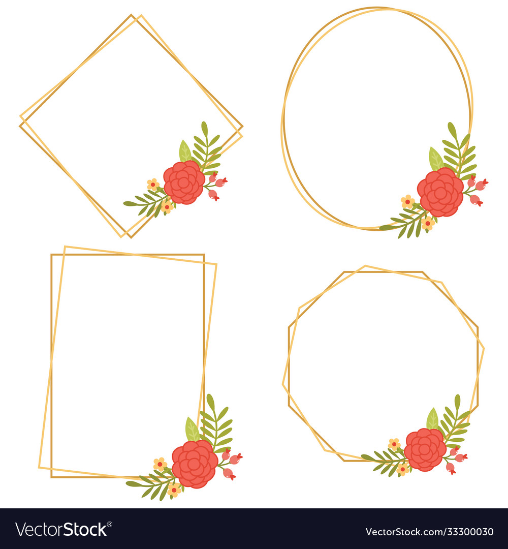 040-vintage wedding geometric floral frames Vector Image
