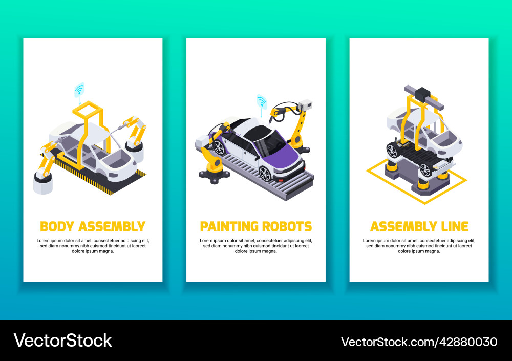 Electric vehicle production banners Royalty Free Vector