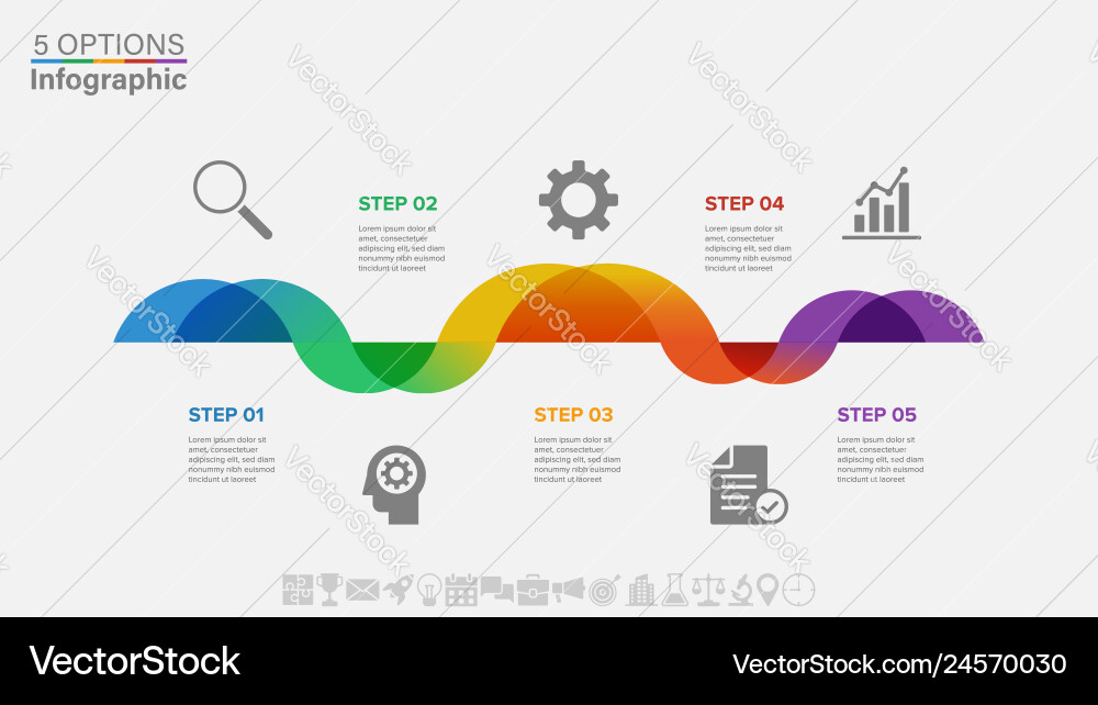 Infographic wave design with icons and 5 options Vector Image