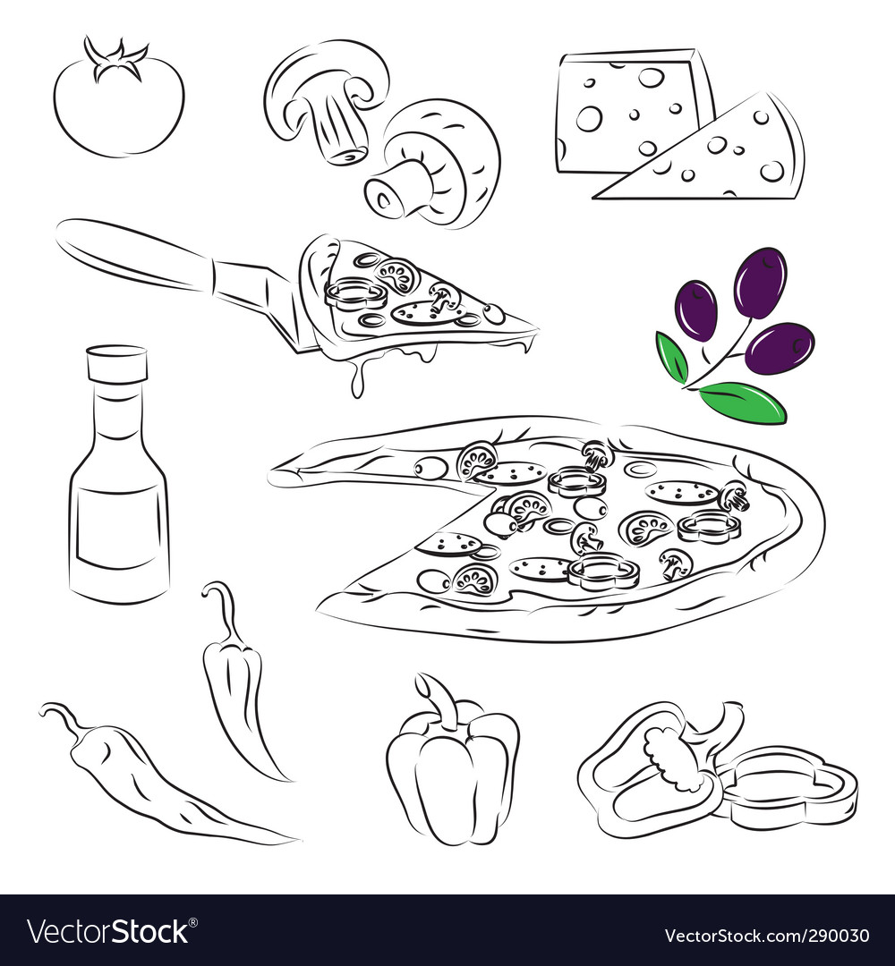 Pizza design elements Royalty Free Vector Image