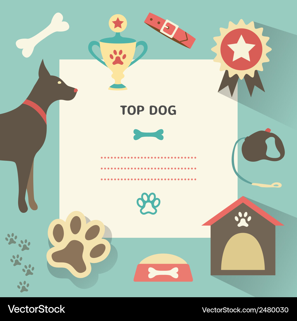 Retro dog template with profile canine full collar