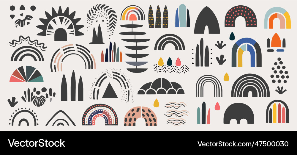 Set of abstract elements in black neutral Vector Image