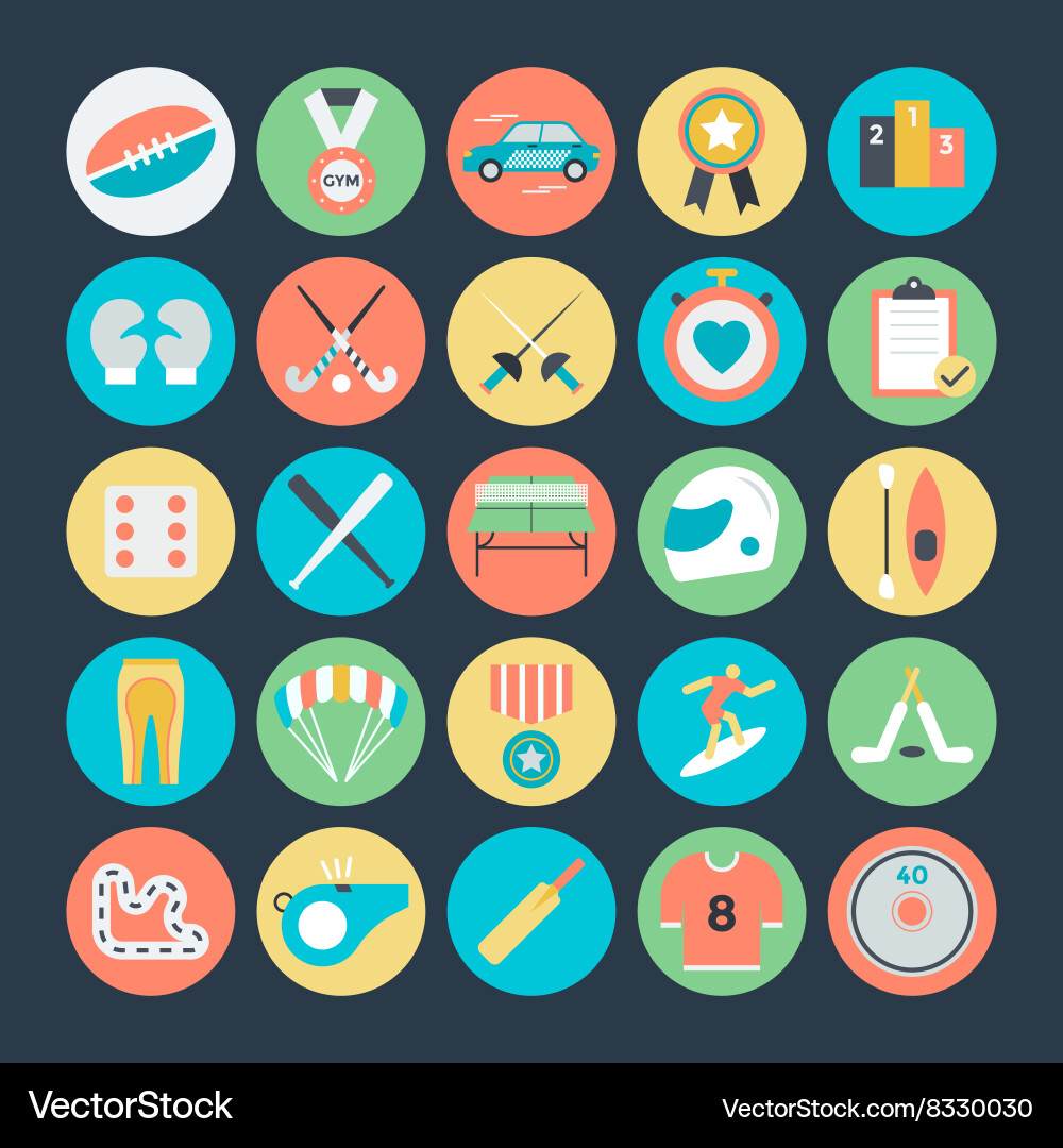 Sports colored icons 4 Royalty Free Vector Image