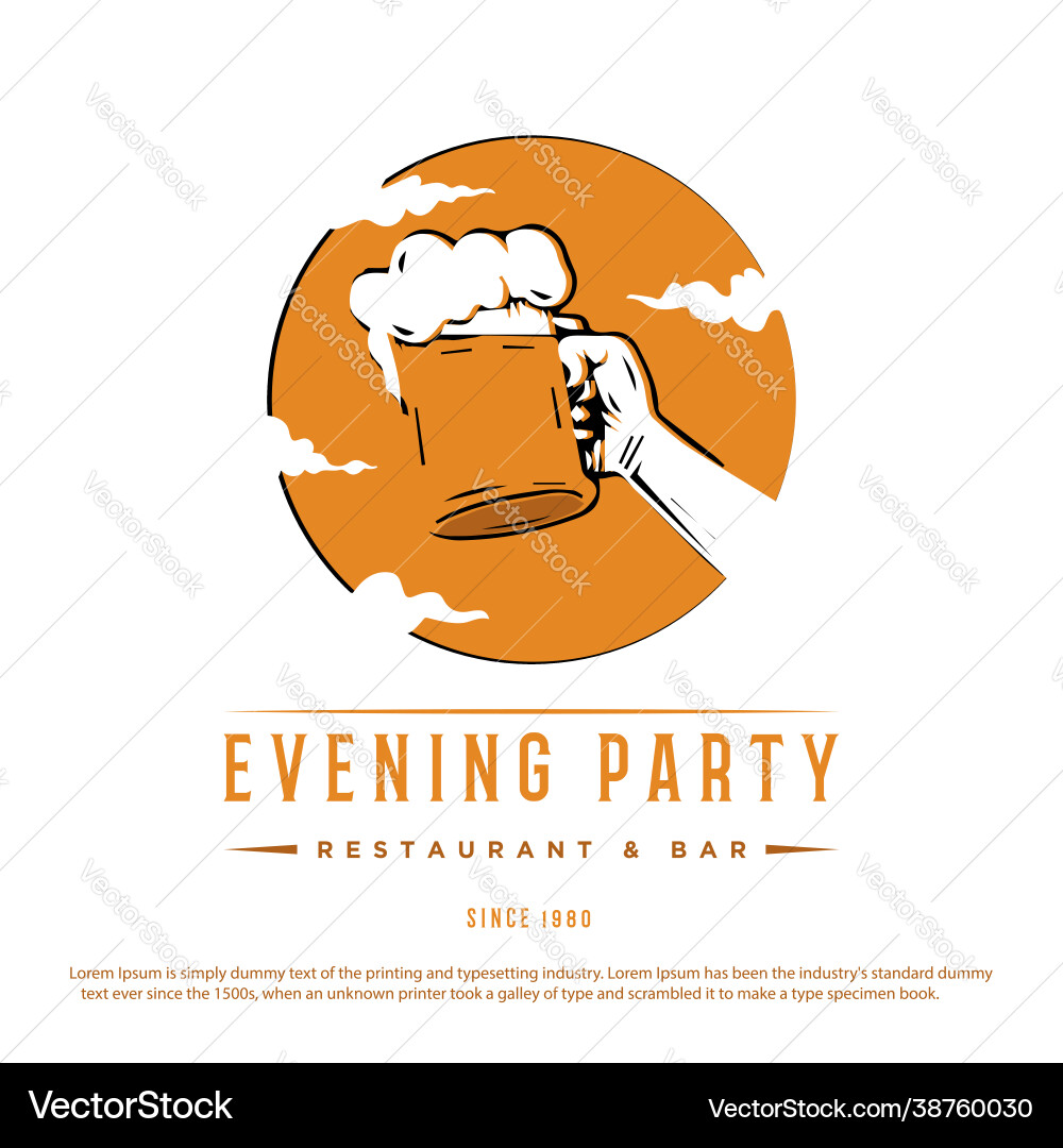 Vintage retro logo design for beer restaurant Vector Image