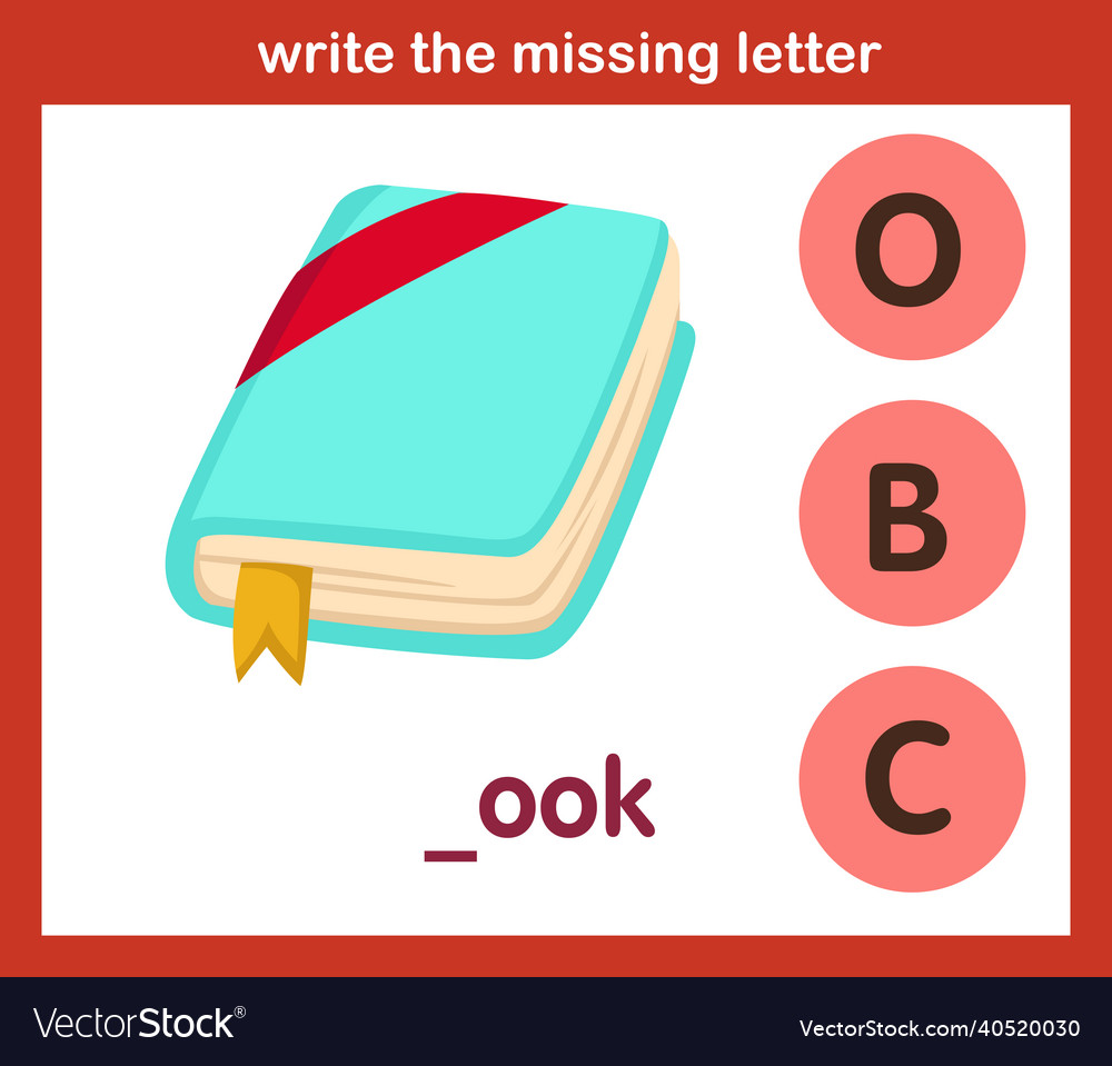 Write the missing letter Royalty Free Vector Image