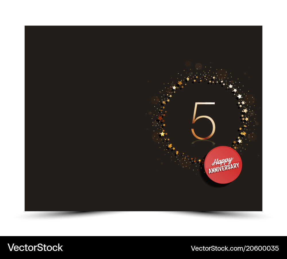 5 years anniversary decorated card template Vector Image