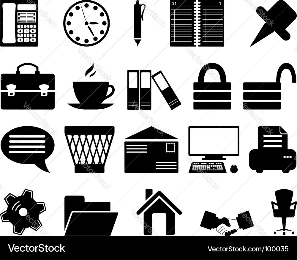 Business and office icons set Royalty Free Vector Image