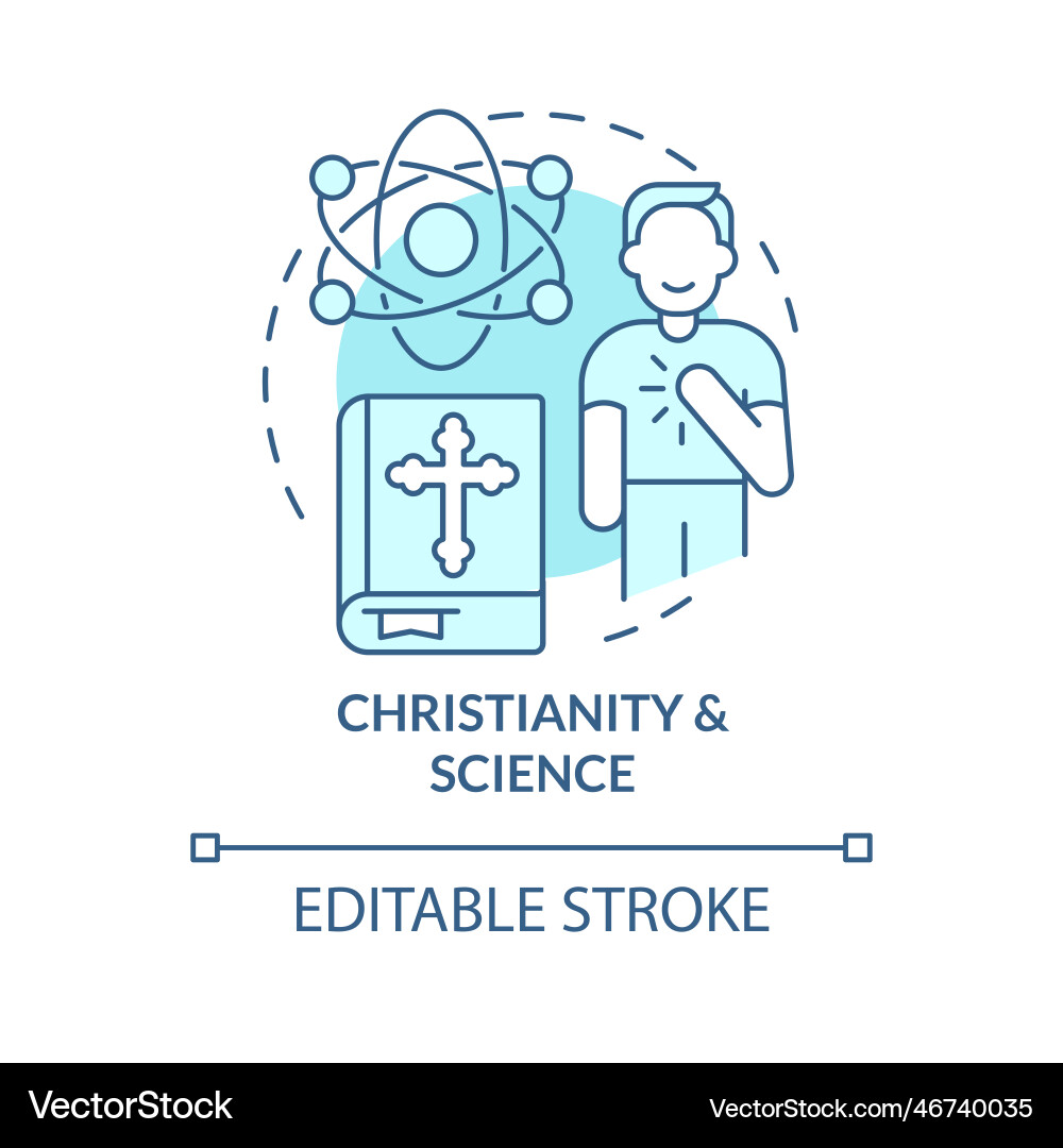 Christianity and science turquoise concept icon Vector Image