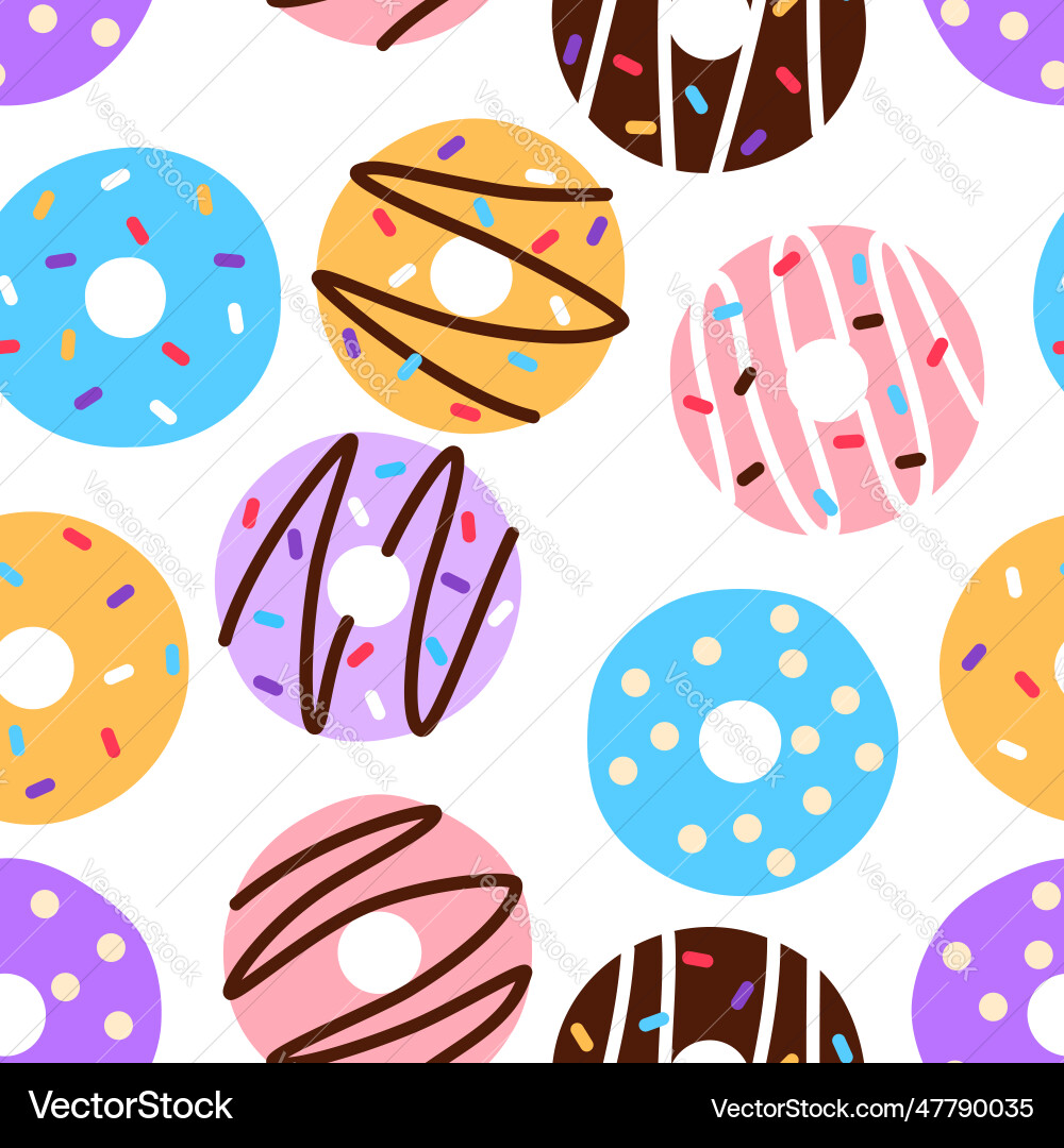 Colorful flat falling donut seamless pattern Vector Image