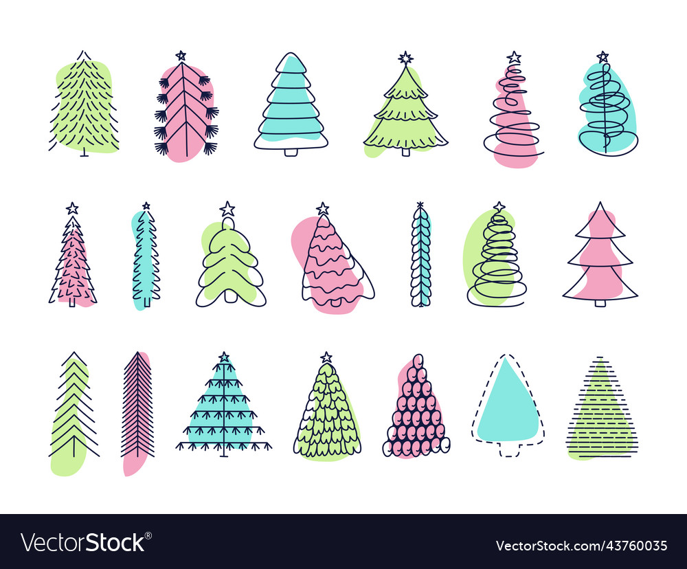 Doodle christmas tree winter holiday hand drawn Vector Image