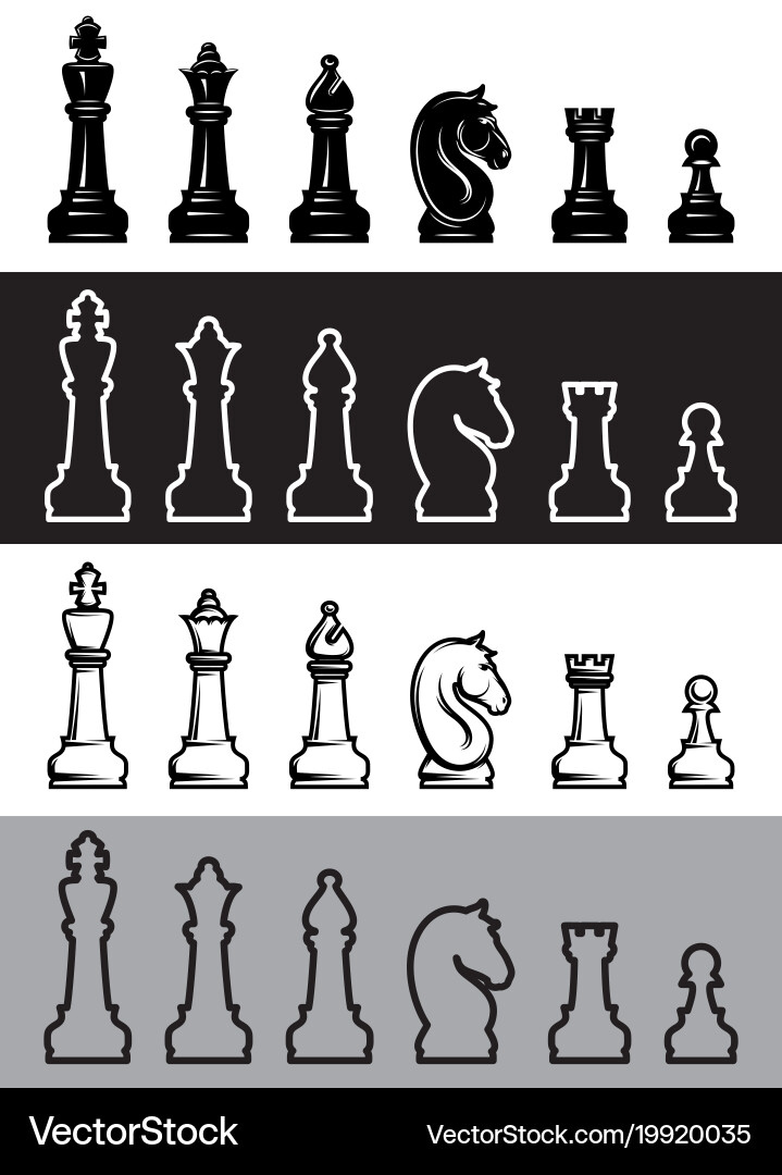 Four sets of chess icons Royalty Free Vector Image