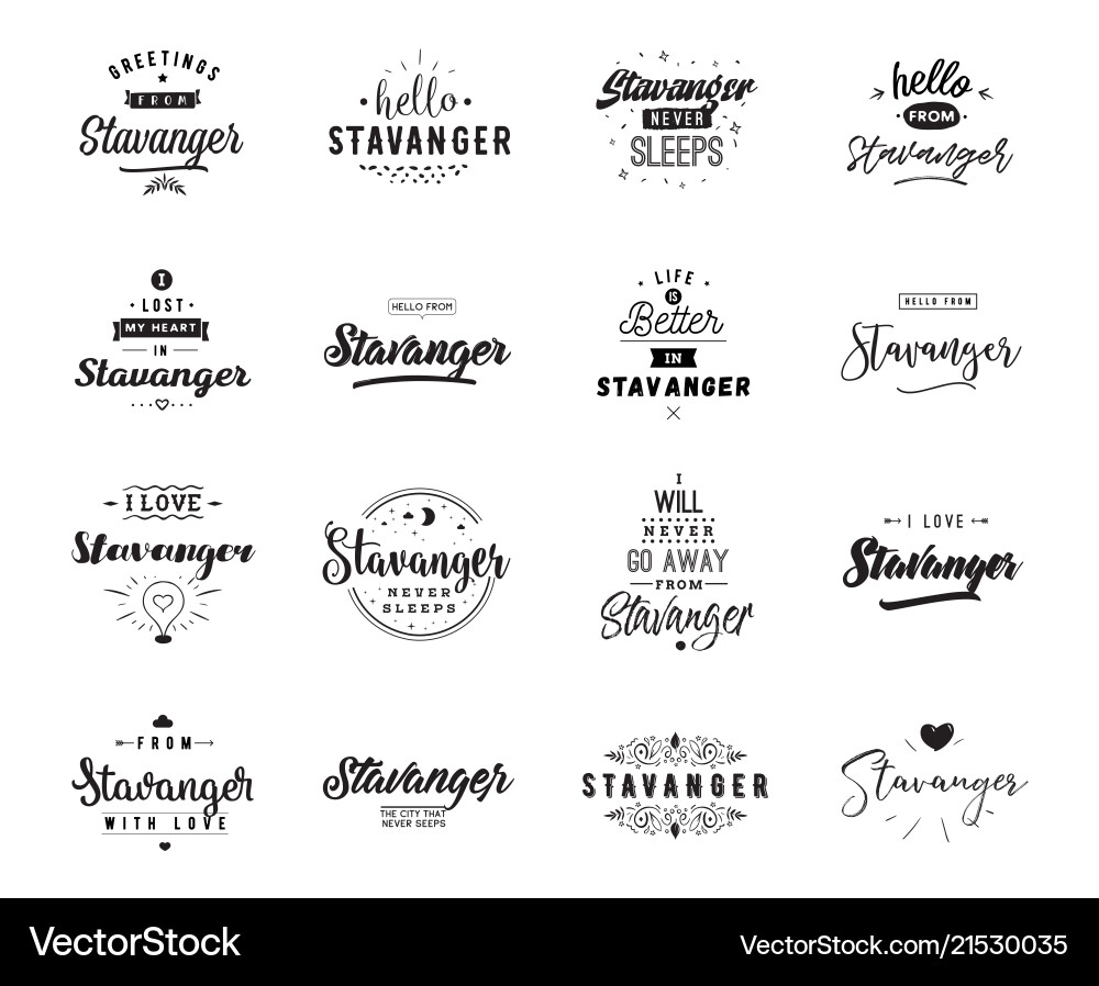 Greeting cards design isolated logos typography Vector Image