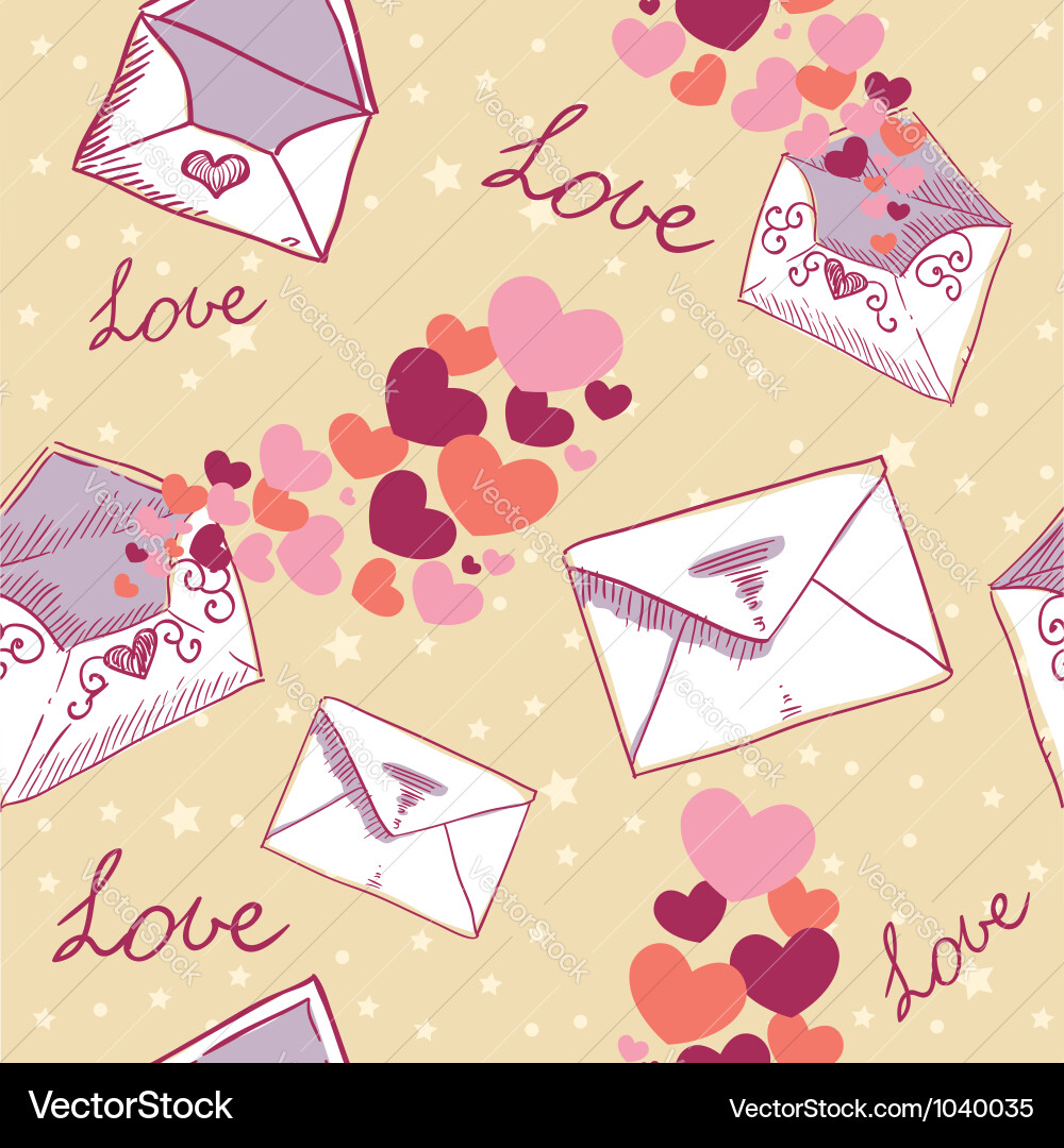 Love letter valentine seamless texture Royalty Free Vector