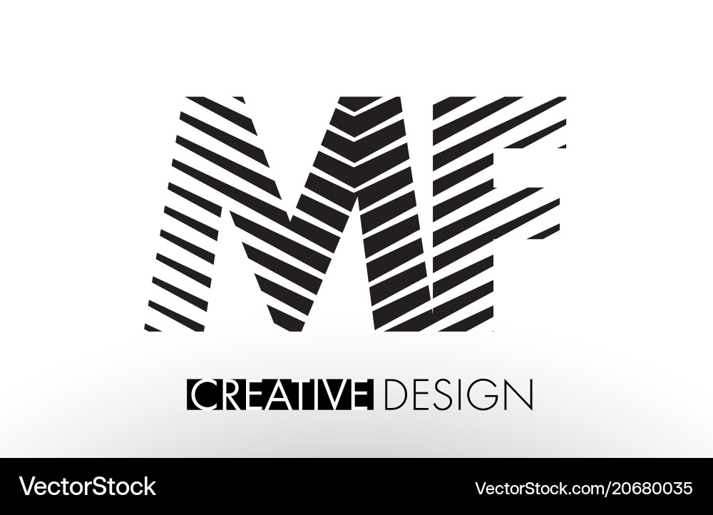 Mf m f lines letter design with creative elegant Vector Image