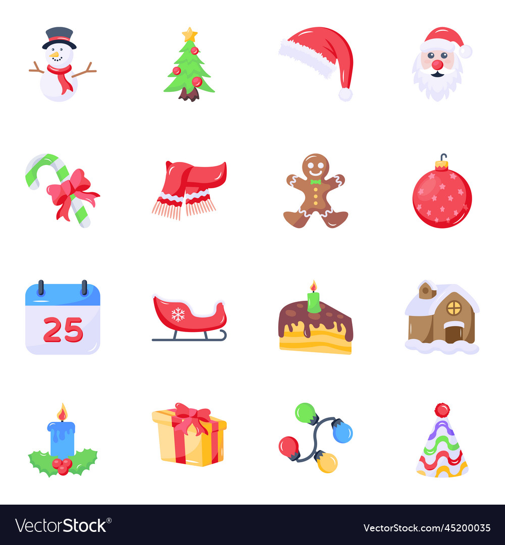 Pack of christmas flat icons Royalty Free Vector Image