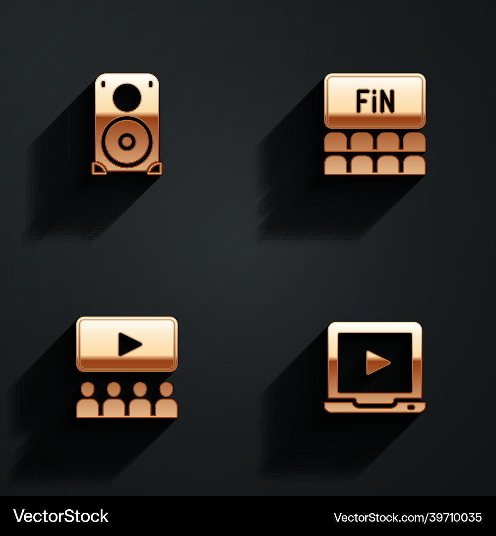 Set stereo speaker cinema auditorium with screen Vector Image