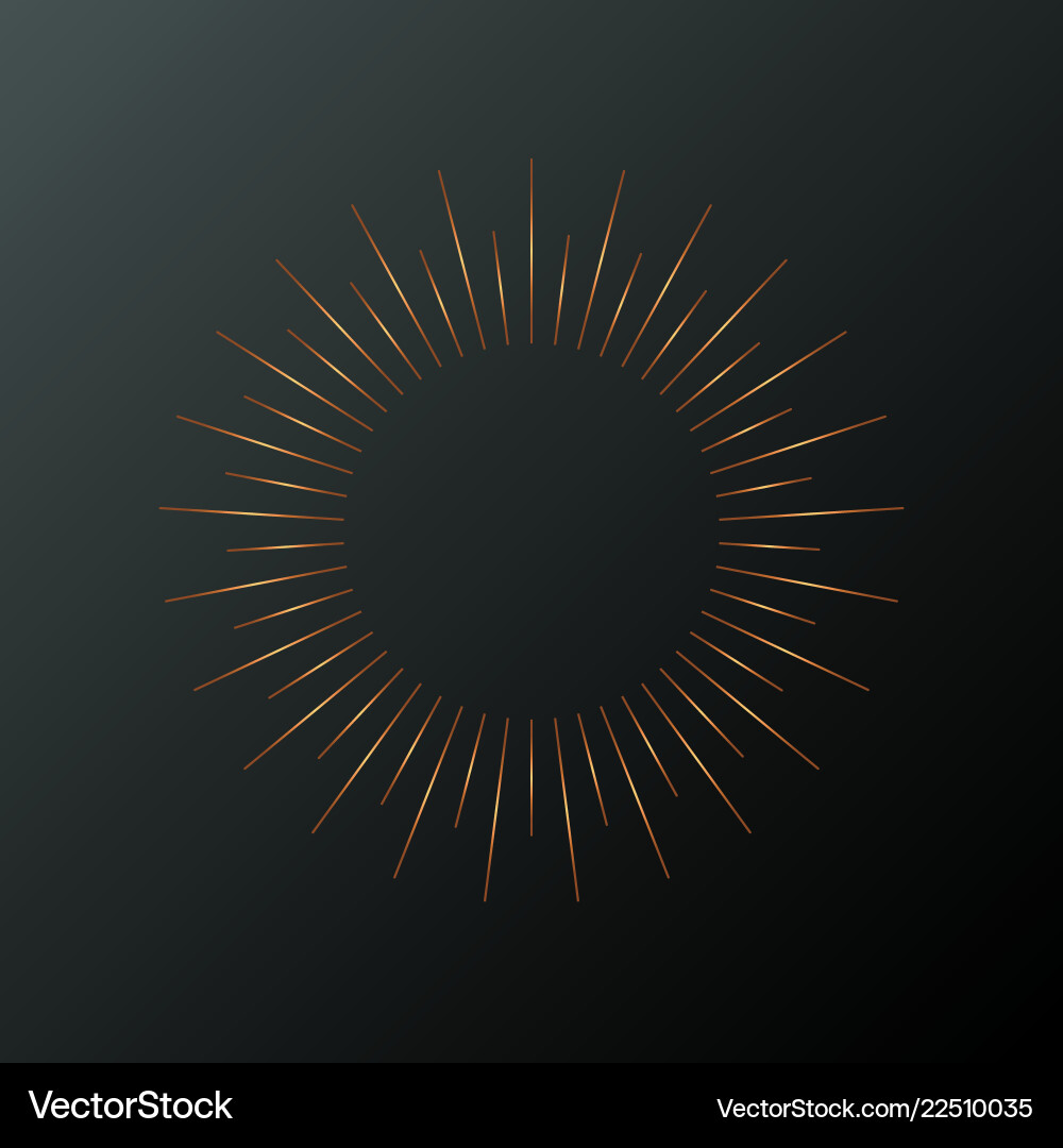 Sun rays icon linear drawing vintage and hipster Vector Image