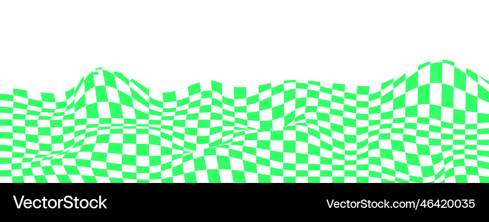 Warped texture with green and white squares waved Vector Image