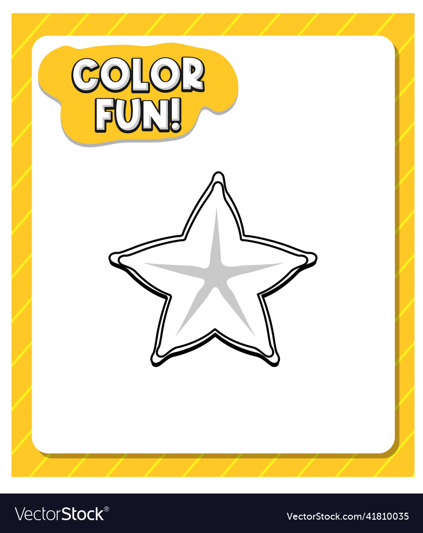 Worksheets template with color fun text and star Vector Image
