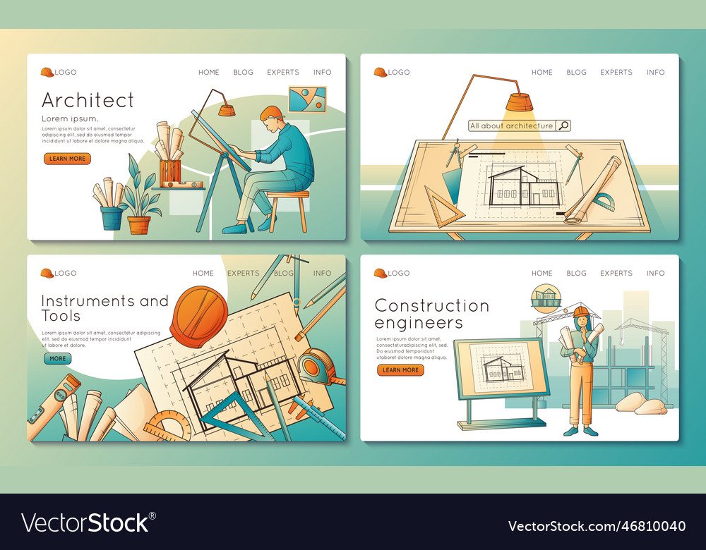 Architects banners set Royalty Free Vector Image