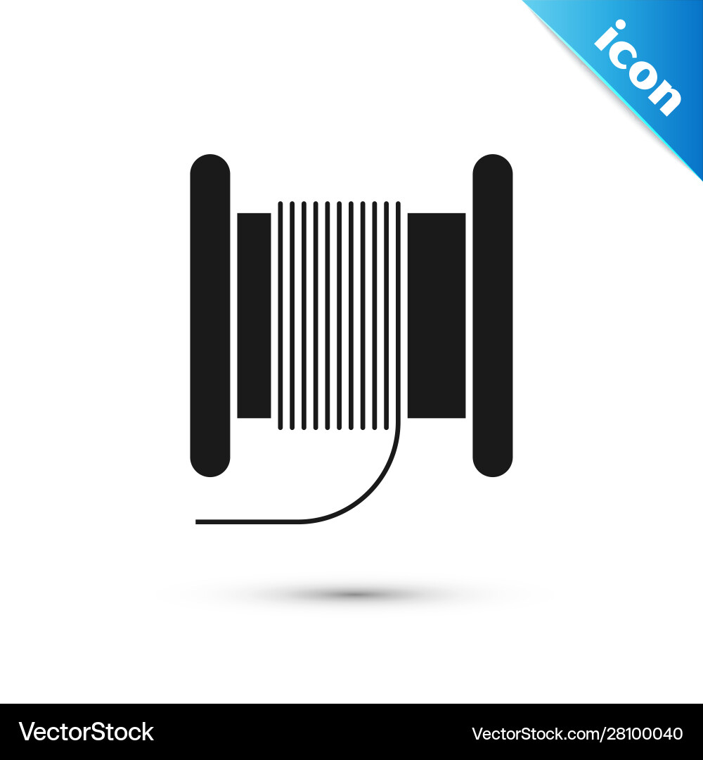 Black wire electric cable on a reel or drum icon Vector Image